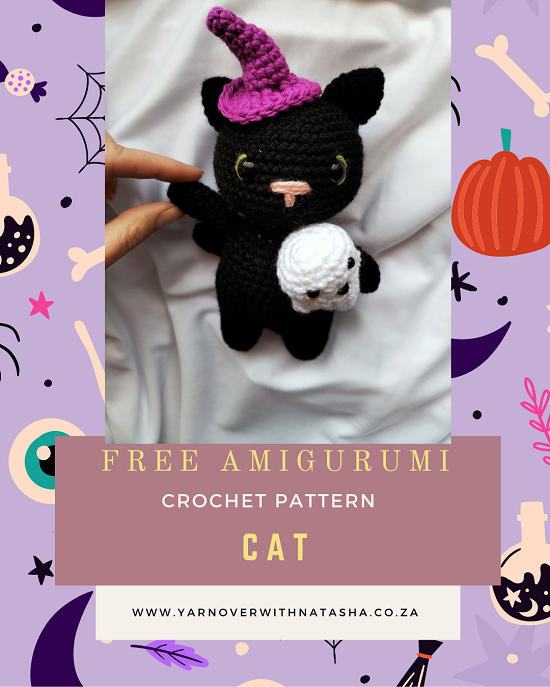 Halloween crochet cat- Free pattern - Yarn Over with Natasha