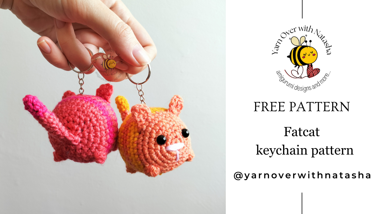 Low-sew cat keychain- free pattern - Yarn Over with Natasha