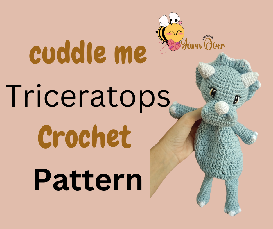 Triceratops snuggler – Crochet pattern - Yarn Over with Natasha